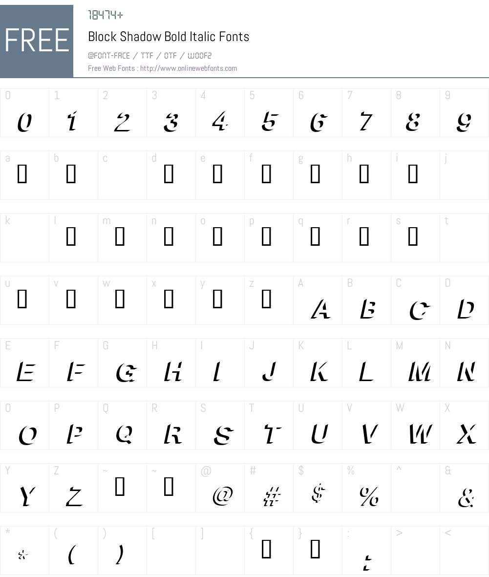 Block Shadow Bold Italic 1.00 2013 Fonts Free Download - OnlineWebFonts.COM