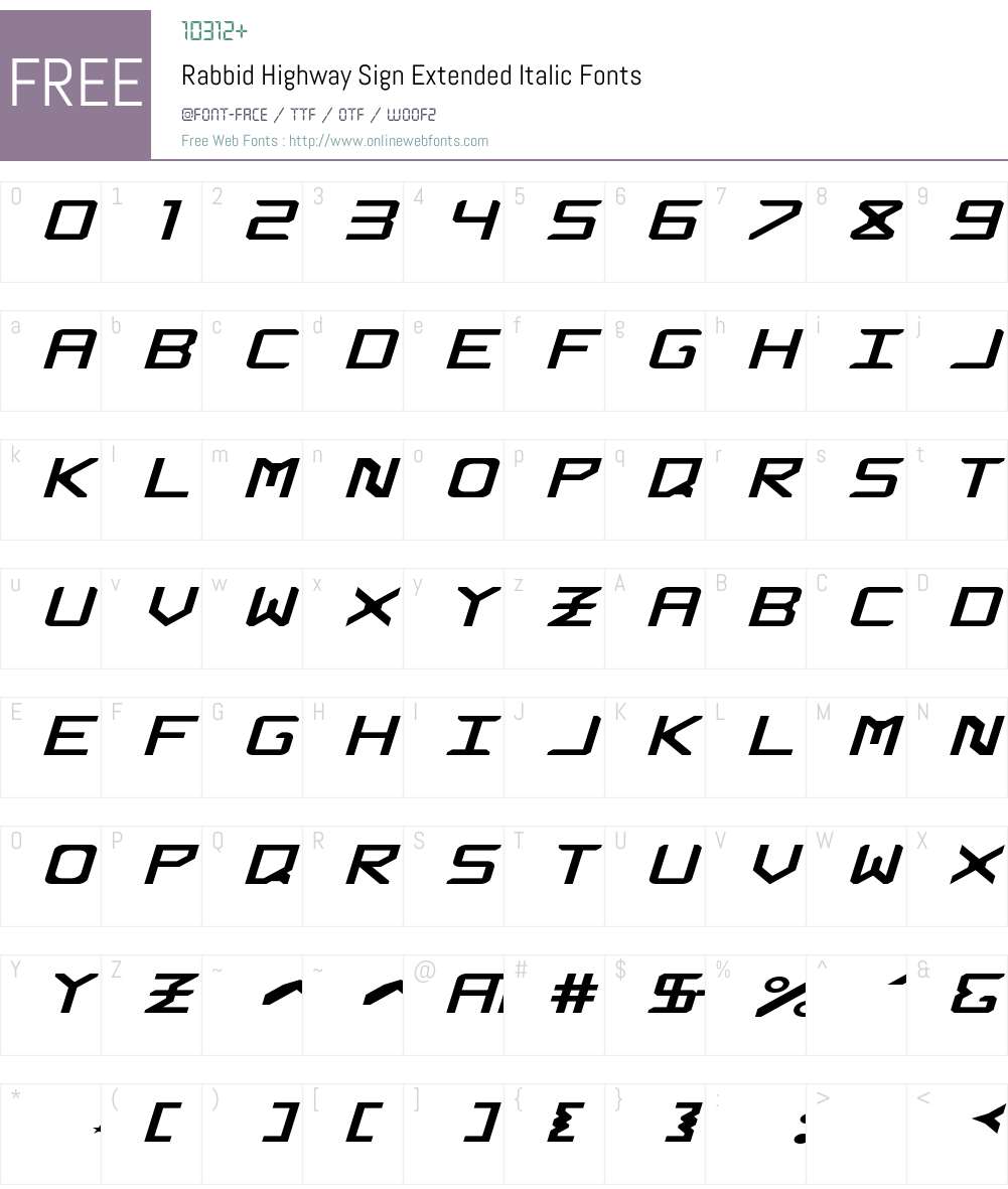 Rabbid Highway Sign Extended Italic 1.0 Fonts Free Download - OnlineWebFonts.COM