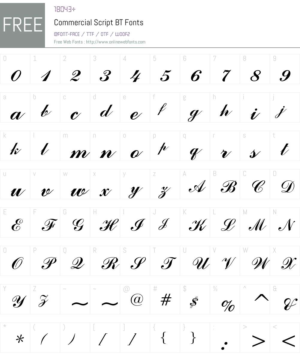 Commercial Script BT mfgpctt-v1.52 Thursday, January 28, 1993 11:39:47 am (EST) Fonts Free ...