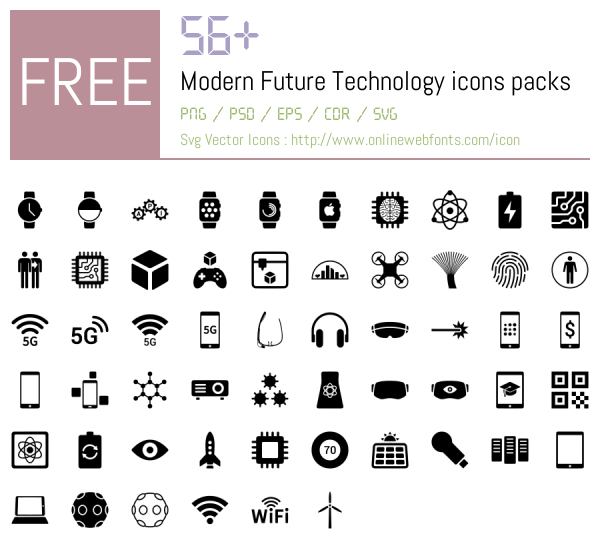 +56 Modern Future Technology Icons Packs Free Downloads ...