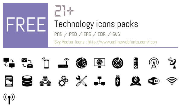 +21 Technology Icons Packs Free Downloads - OnlineWebFonts.COM