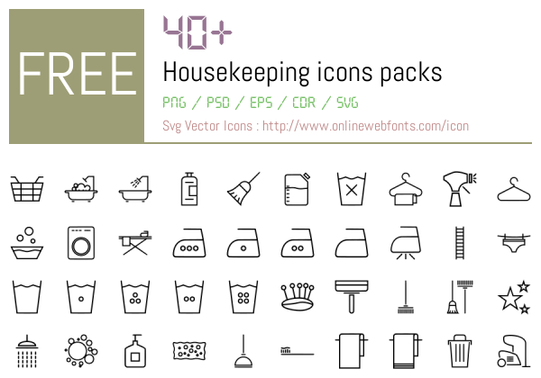 +40 Housekeeping Icons Packs Free Downloads - OnlineWebFonts.COM