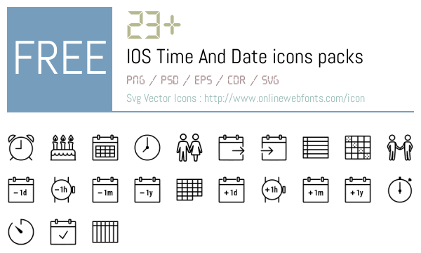 +23 IOS Time And Date Icons Packs Free Downloads - OnlineWebFonts.COM