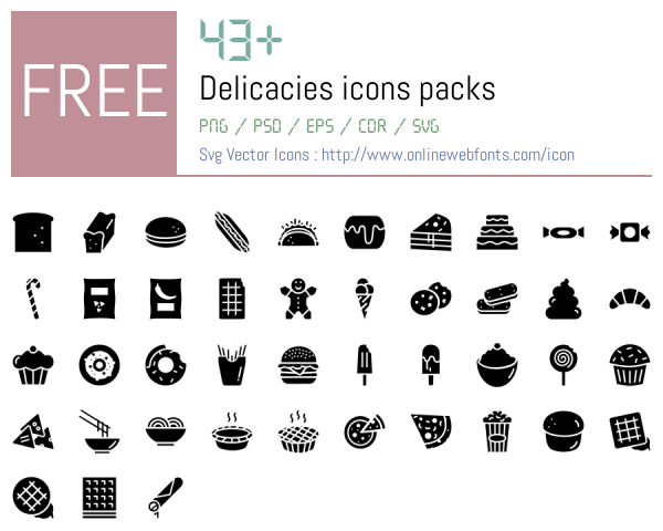 +43 Delicacies Icons Packs Free Downloads - OnlineWebFonts.COM