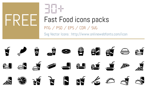 +30 Fast Food Icons Packs Free Downloads - OnlineWebFonts.COM