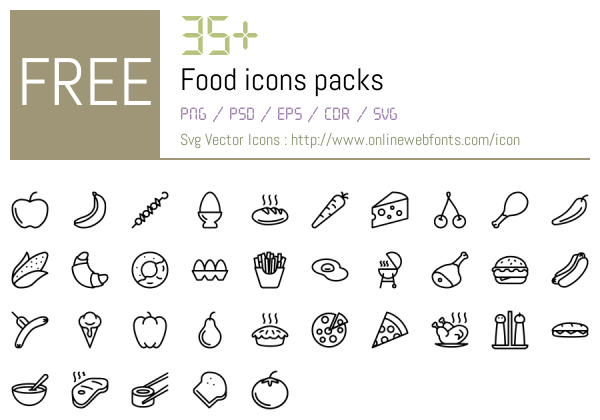 +35 Food Icons Packs Free Downloads - OnlineWebFonts.COM