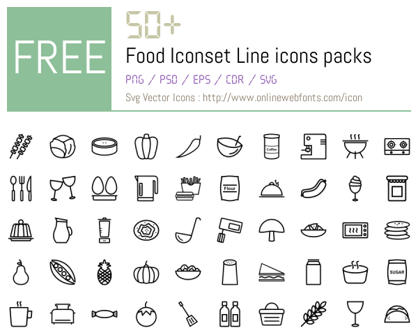+50 Food Iconset Line Icons Packs Free Downloads - OnlineWebFonts.COM