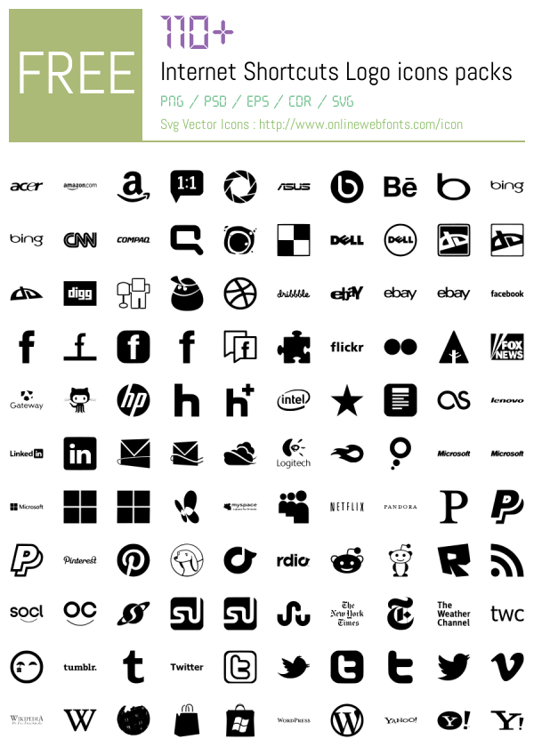 +110 Internet Shortcuts Logo Icons Packs Free Downloads ...