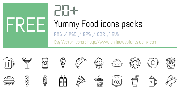 +20 Yummy Food Icons Packs Free Downloads - OnlineWebFonts.COM