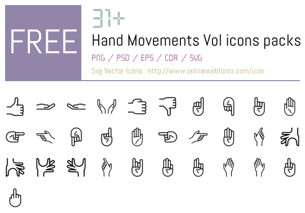 +31 Hand Movements Vol Icons Packs Free Downloads - OnlineWebFonts.COM
