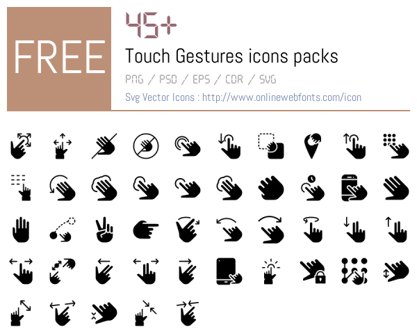 +45 Touch Gestures Icons Packs Free Downloads - OnlineWebFonts.COM