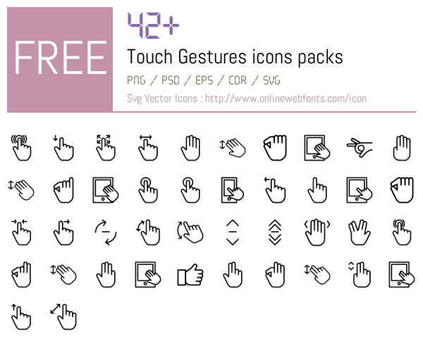 +42 Touch Gestures Icons Packs Free Downloads - OnlineWebFonts.COM