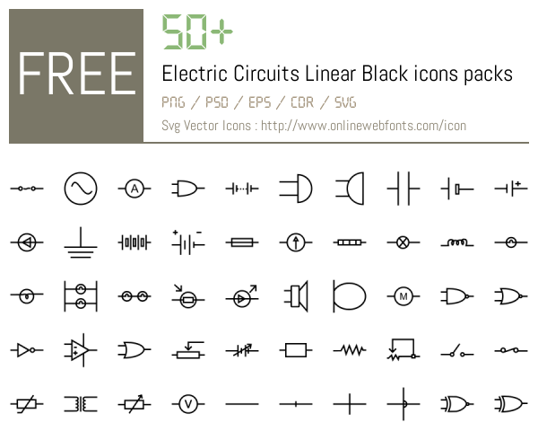 +50 Electric Circuits Linear Black Icons Packs Free Downloads ...