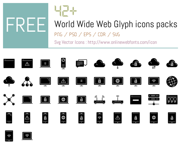 +42 World Wide Web Glyph Icons Packs Free Downloads - OnlineWebFonts.COM