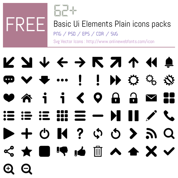 +62 Basic Ui Elements Plain Icons Packs Free Downloads - OnlineWebFonts.COM