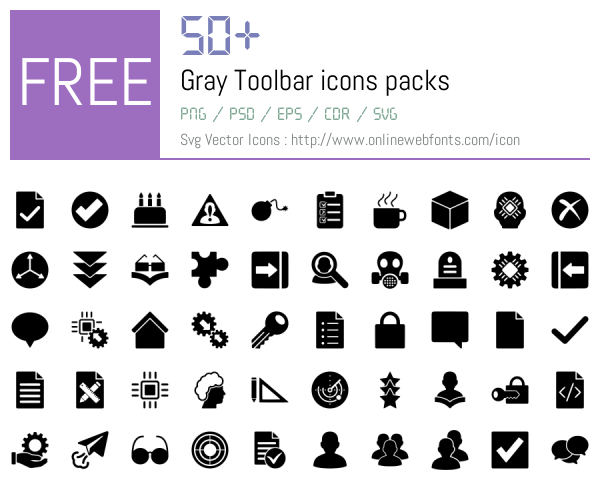 +50 Gray Toolbar Icons Packs Free Downloads - OnlineWebFonts.COM