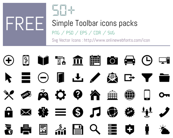 +50 Simple Toolbar Icons Packs Free Downloads - OnlineWebFonts.COM