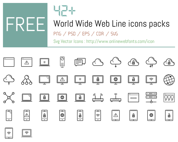 +42 World Wide Web Line Icons Packs Free Downloads - OnlineWebFonts.COM