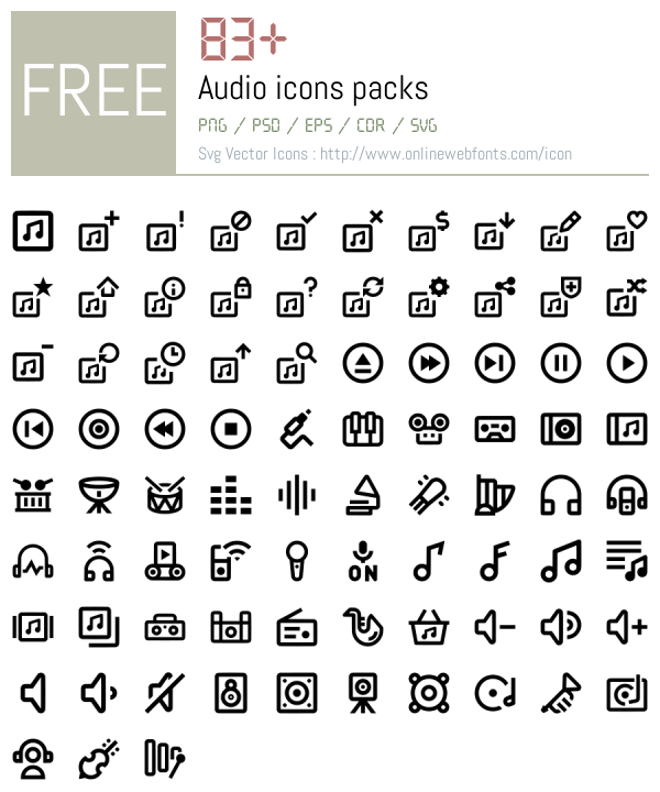 +83 Audio Icons Packs Free Downloads - OnlineWebFonts.COM