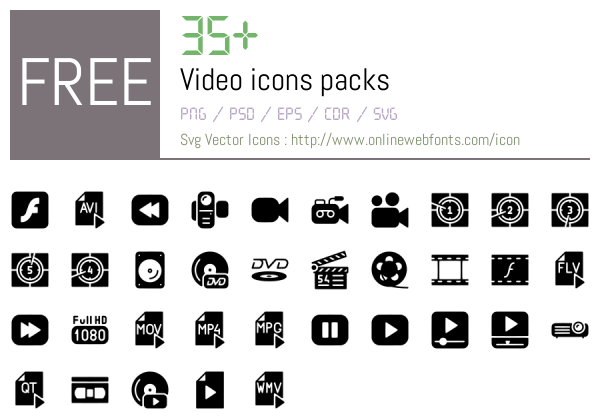 +35 Video Icons Packs Free Downloads - OnlineWebFonts.COM