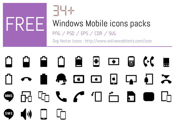 +34 Windows Mobile Icons Packs Free Downloads - OnlineWebFonts.COM