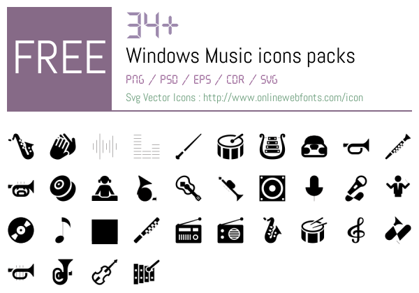 +34 Windows Music Icons Packs Free Downloads - OnlineWebFonts.COM