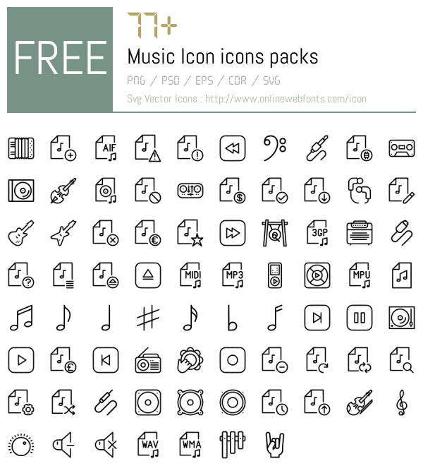 +77 Music Icon Icons Packs Free Downloads - OnlineWebFonts.COM