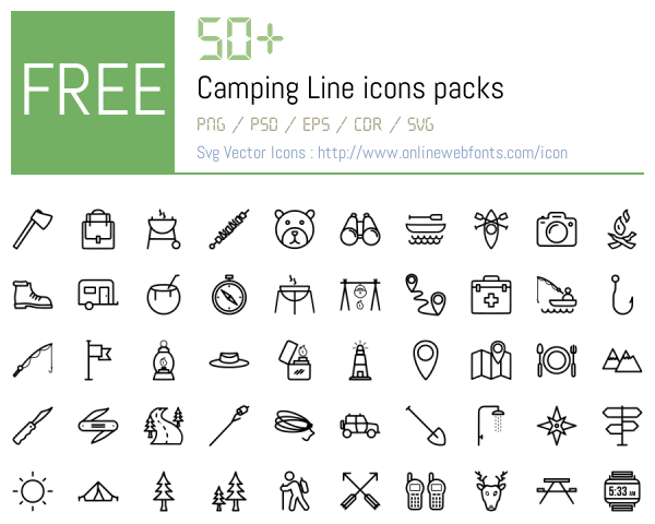 +50 Camping Line Icons Packs Free Downloads - OnlineWebFonts.COM