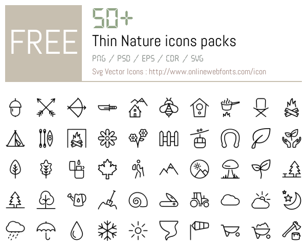 +50 Thin Nature Icons Packs Free Downloads - OnlineWebFonts.COM