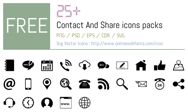 +25 Contact And Share Icons Packs Free Downloads - OnlineWebFonts.COM