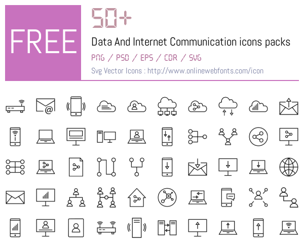 +50 Data And Internet Communication Icons Packs Free Downloads ...