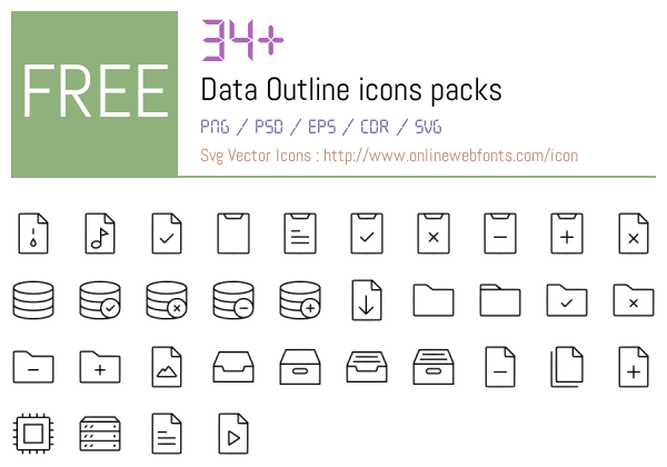 +34 Data Outline Icons Packs Free Downloads - OnlineWebFonts.COM