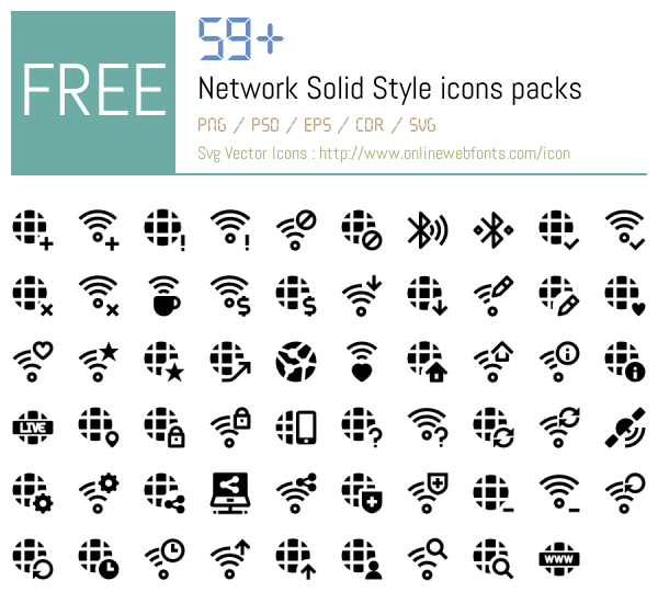 +59 Network Solid Style Icons Packs Free Downloads - OnlineWebFonts.COM