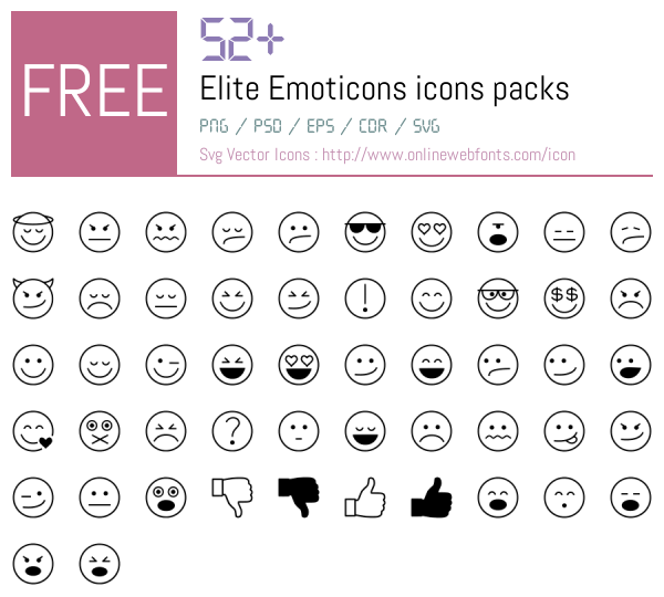 +52 Elite Emoticons Icons Packs Free Downloads - OnlineWebFonts.COM