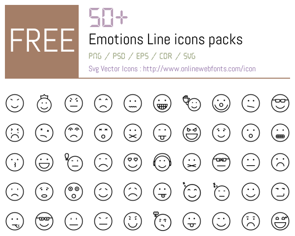 +50 Emotions Line Icons Packs Free Downloads - OnlineWebFonts.COM