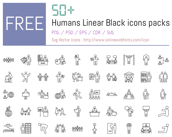 +50 Humans Linear Black Icons Packs Free Downloads - OnlineWebFonts.COM