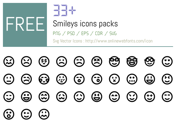 +33 Smileys Icons Packs Free Downloads - OnlineWebFonts.COM
