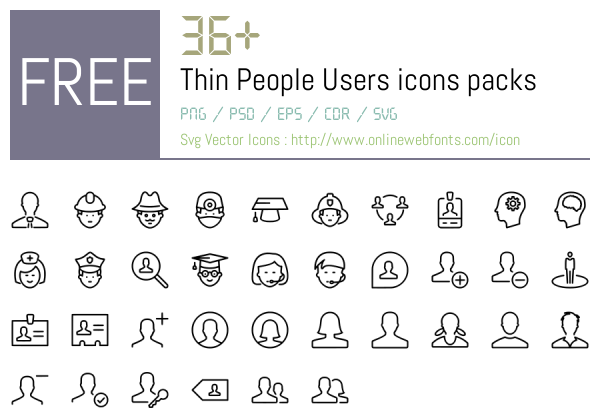 +36 Thin People Users Icons Packs Free Downloads - OnlineWebFonts.COM
