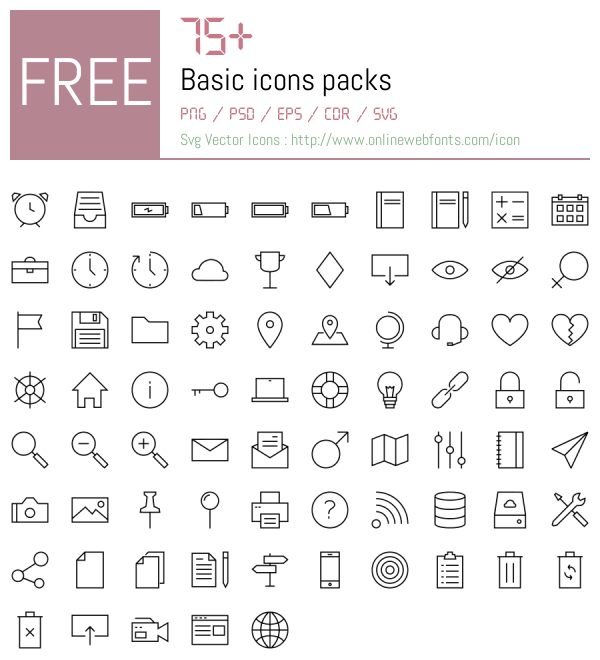 +75 Basic Icons Packs Free Downloads - OnlineWebFonts.COM