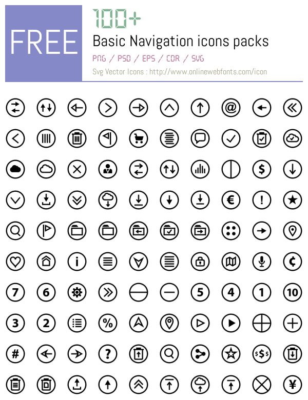 +100 Basic Navigation Icons Packs Free Downloads - OnlineWebFonts.COM