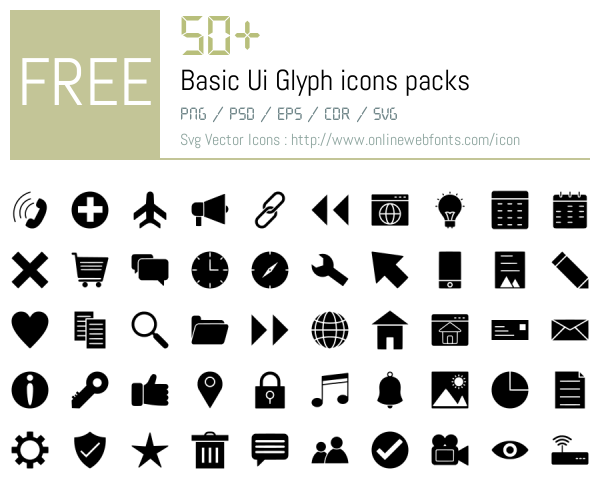 +50 Basic Ui Glyph Icons Packs Free Downloads - OnlineWebFonts.COM
