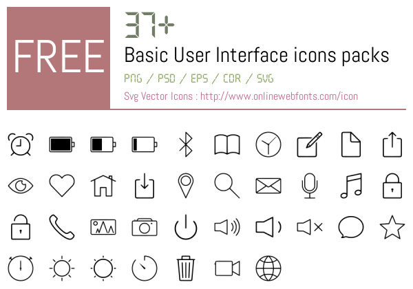 +37 Basic User Interface Icons Packs Free Downloads - OnlineWebFonts.COM