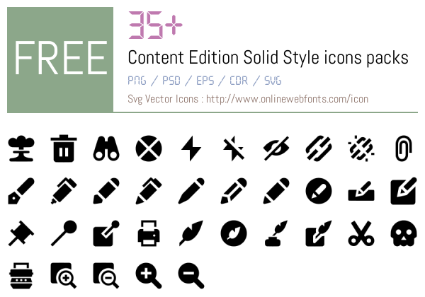 +35 Content Edition Solid Style Icons Packs Free Downloads ...