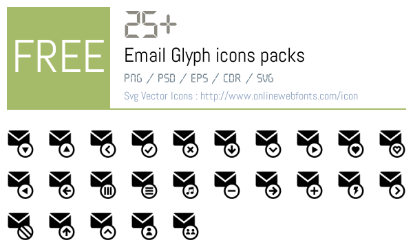 +25 Email Glyph Icons Packs Free Downloads - OnlineWebFonts.COM
