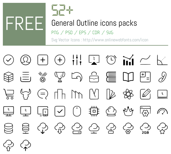 +52 General Outline Icons Packs Free Downloads - OnlineWebFonts.COM