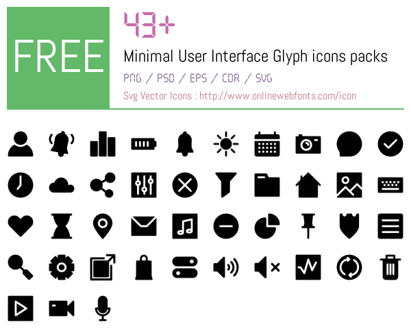 +43 Minimal User Interface Glyph Icons Packs Free Downloads ...