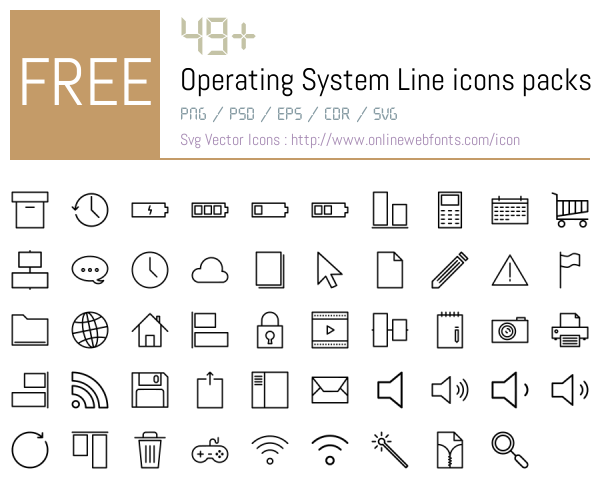 +49 Operating System Line Icons Packs Free Downloads - OnlineWebFonts.COM