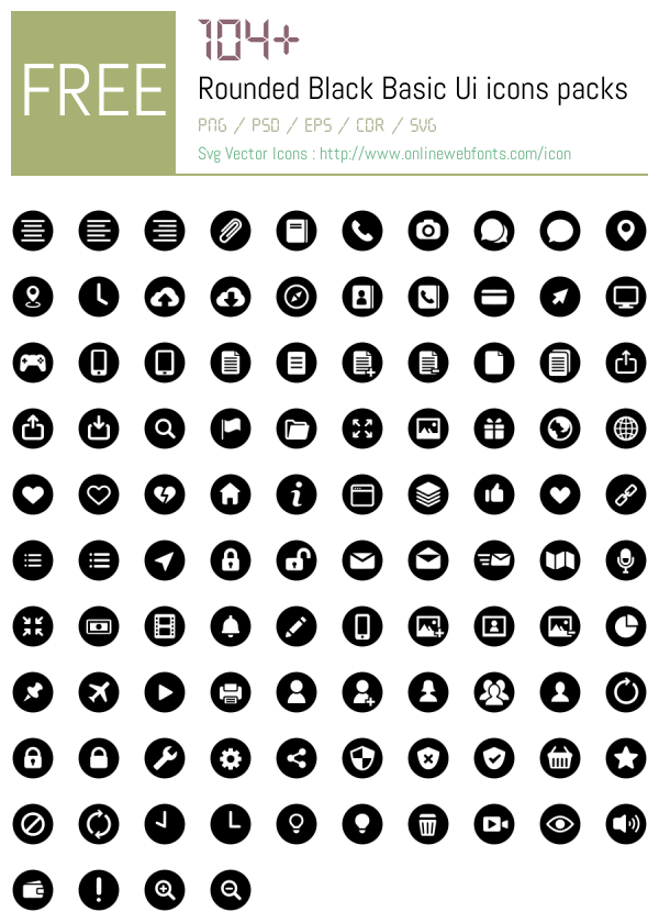 +104 Rounded Black Basic Ui Icons Packs Free Downloads - OnlineWebFonts.COM