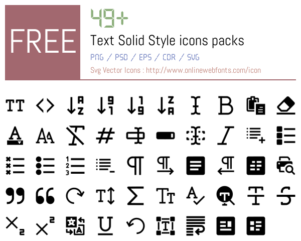+49 Text Solid Style Icons Packs Free Downloads - OnlineWebFonts.COM