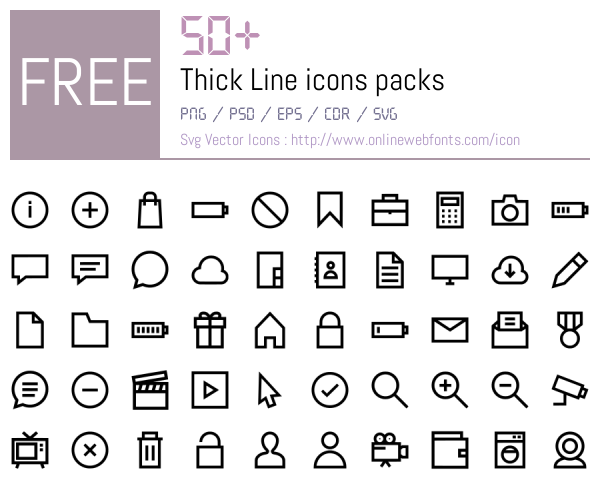 +50 Thick Line Icons Packs Free Downloads - OnlineWebFonts.COM